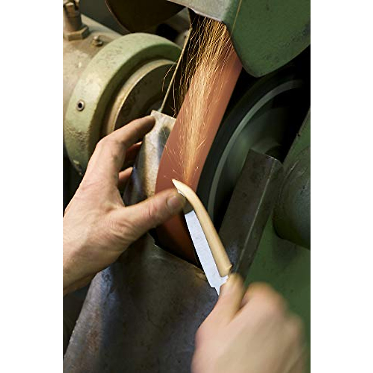 HELLE Knives - Jegermester - Fixed Blade - Men's Outdoor Knife for Hunting and Camping, Fixed Blade with Curly Birch Wood Handle, Scandi Grind, Sandvik 12C27 Stainless Steel, Leather Sheath