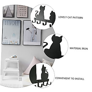 SEWOART 1pc Cat Towel Hook Black Coat Hooks Ceiling Hooks Heavy Duty Black Clothes Hangers Wall Shelf with Hooks Coat Rack Wall Mount with Shelf Cat Shaped Hooks Coat Hat Wall Hanger Key