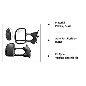 Perfit Zone Towing Mirrors Replacement Fit for 1999-2007 F-250 F-350 F-450 F-550 SUPER DUTY, POWER HEATED,W/SMOKE SIGNAL,BLACK (PAIR SET)