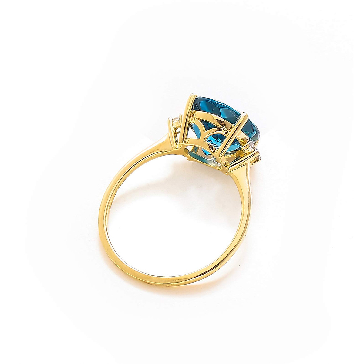 YoTreasure 3.90 Ct London Blue Topaz White Topaz Solid 10k Yellow Gold Engagement Ring