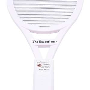 The Executioner Fly Zapper Mosquito, Wasp, Bug, Insect Killer Swatter Electric Fly Zapper Racket Single Layer for Efficient Zapping Indoor Outdoor (White)