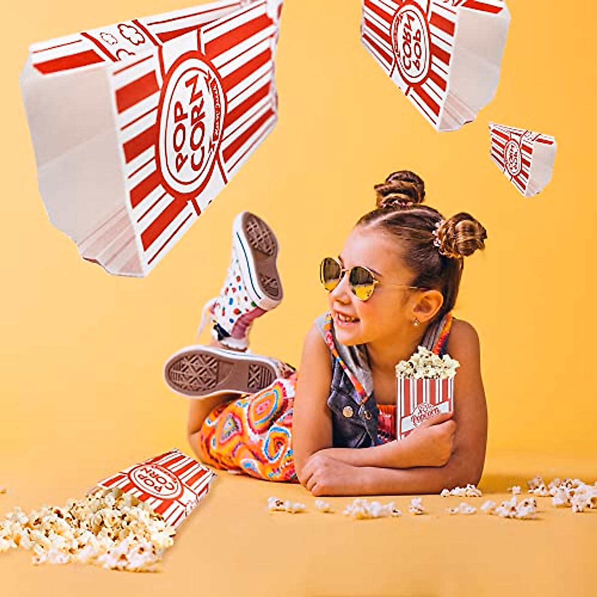 Paper Popcorn Bags,Concession-Grade Bags, Popcorn Machine Accessories for Popcorn Bars, Movie Nights, Concessions 1 0z 100 pcs
