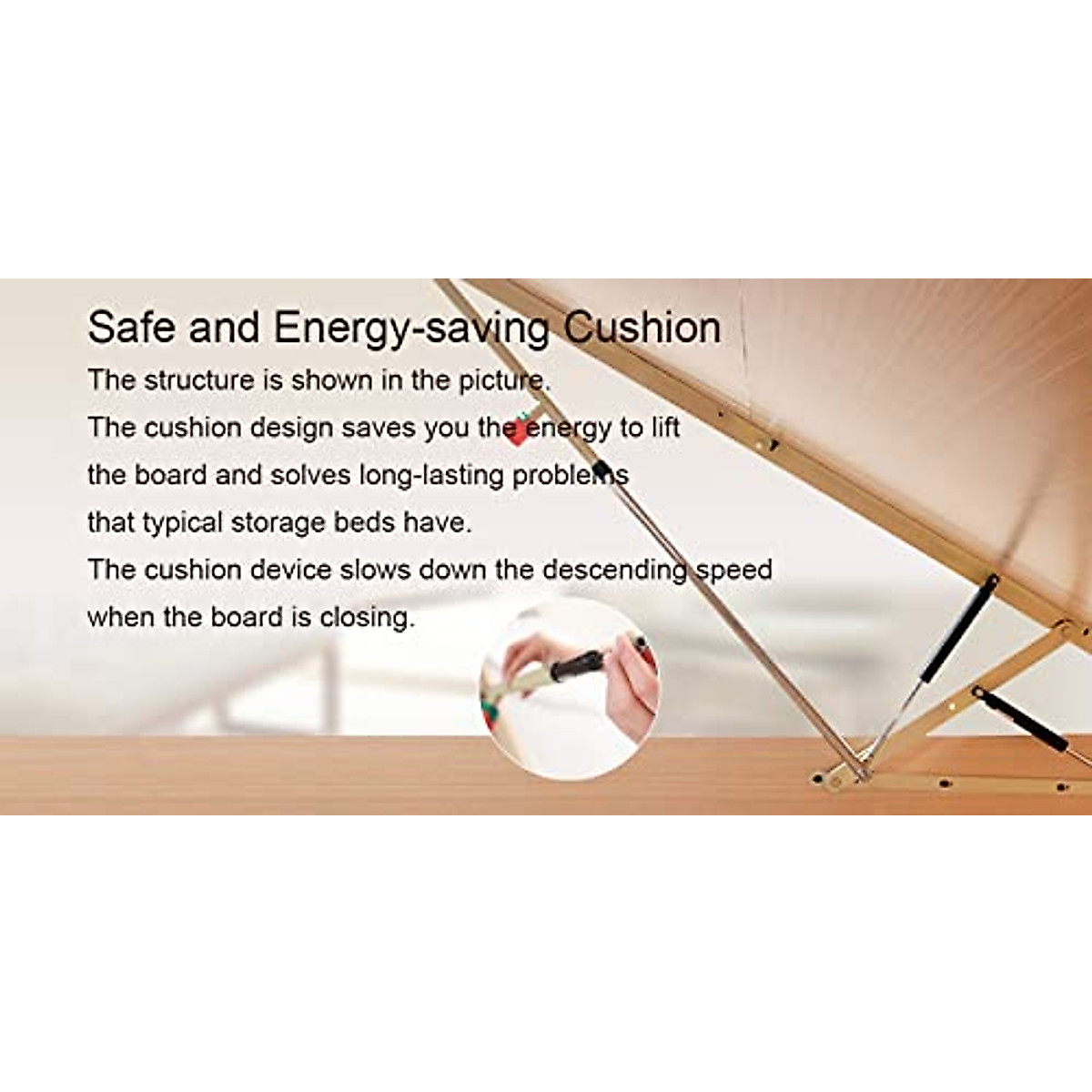 Bangshin Effort Saving and Buffer-Descending Queen Storage Bed, Safety Devices, Cushion Design, Cat Scratch Leather Covered, Reinforced Bottom Plate and 9 cm Rust-Resistant High Feet.