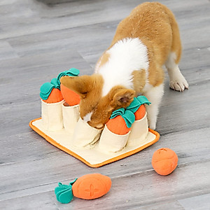 MEIJIEM Snuffle Mat for Dogs,Durable Interactive Dog Puzzle Toy,11.41'' X 7.8'' with 8 Carrot Chew Squeakers | Puppy Approved for Training and Stress Relief Encourages Natural Foraging Skills