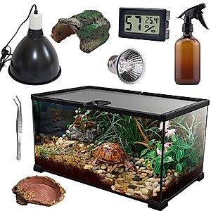 SARUFO Reptile Glass Terrarium Kit(8 Pieces) 12 * 8 * 6 in, Amphibian Tank Starter Kit, Suitable for Small Reptiles such as Geckos, Snakes, Lizards, Chameleons,Serpents(12 * 8 * 6 inchs)