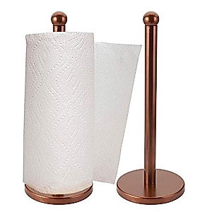 TOPZEA 2 Pack Paper Towel Holder, Stainless Steel Paper Towel Rack Standing Paper Towel Holder for Standard & Jumbo Rolls, Single Tear Vertical Paper Towel Dispenser with Weighted Base for Countertop