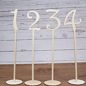 Amosfun Wooden Table Numbers 1-10 Wedding Table Numbers with Holder Base Suitable for Wedding, Party, Events or Catering Decoration