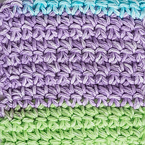 Lily Sugar and Cream Cotton Yarn, Violet Stripes, 2 oz.