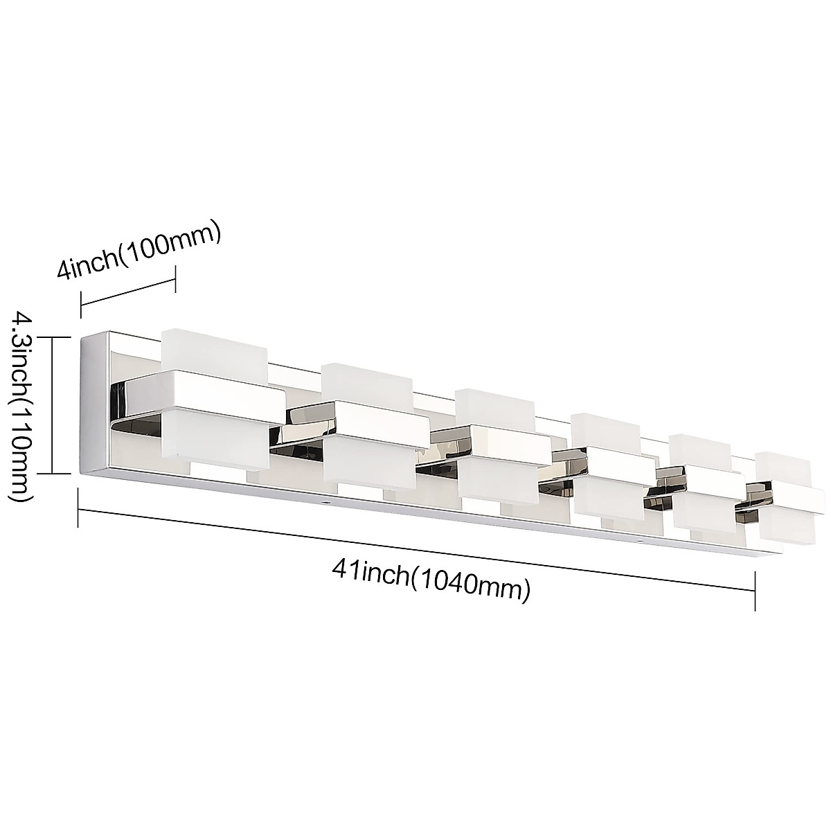 SOLFART Dimmable Modern 6 Lights Vanity Lights for Bathroom LED Bathroom Vanity Lights Over Mirror Chrome