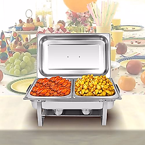 ORNKAT Food Warmers For Parties [2 Pack] 8QT Stainless Steel Chafing Dish Buffet Set,Party Wedding Event Warming Trays For Food With 1*Full Tray+2*Half Trays