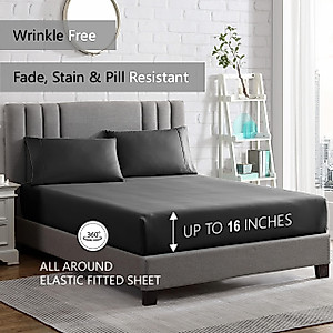 American Home Collection King Sheet Sets - Ultra-Soft Microfiber Bed Sheets - Wrinkle - Resistant, Breathable, Deep Pockets - Dark Gray