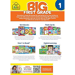 School Zone Big First Grade Workbook: 320 Pages, Ages 6 to 7, 1st Grade, Reading Comprehension, Phonics, Spelling, Vocabulary, Basic Math, Time, Money, Fractions, and More