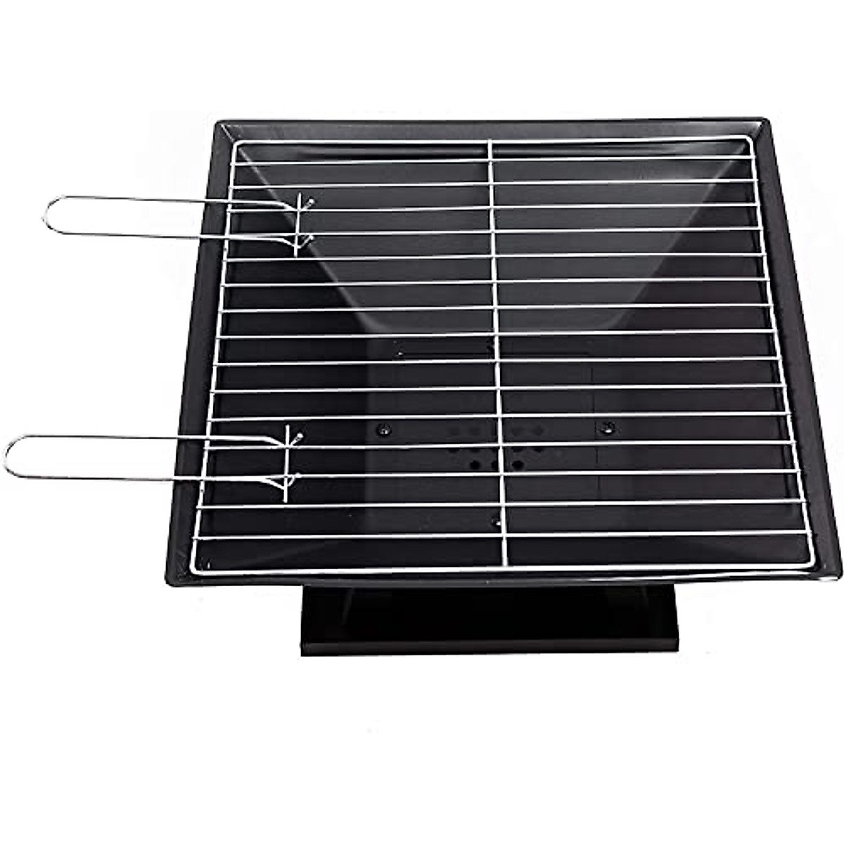 Magshion 2in1 18.5in Small Steel Wood Burning Fire Pit with Cooking Grate Square BBQ Grill Brazier Firepit Fire Bowl Fire Poker Backyard Patio Camping