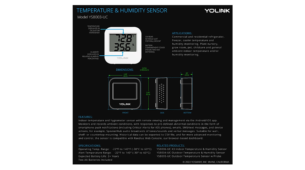 YoLink Smart Temperature Humidity Sensor for Alexa