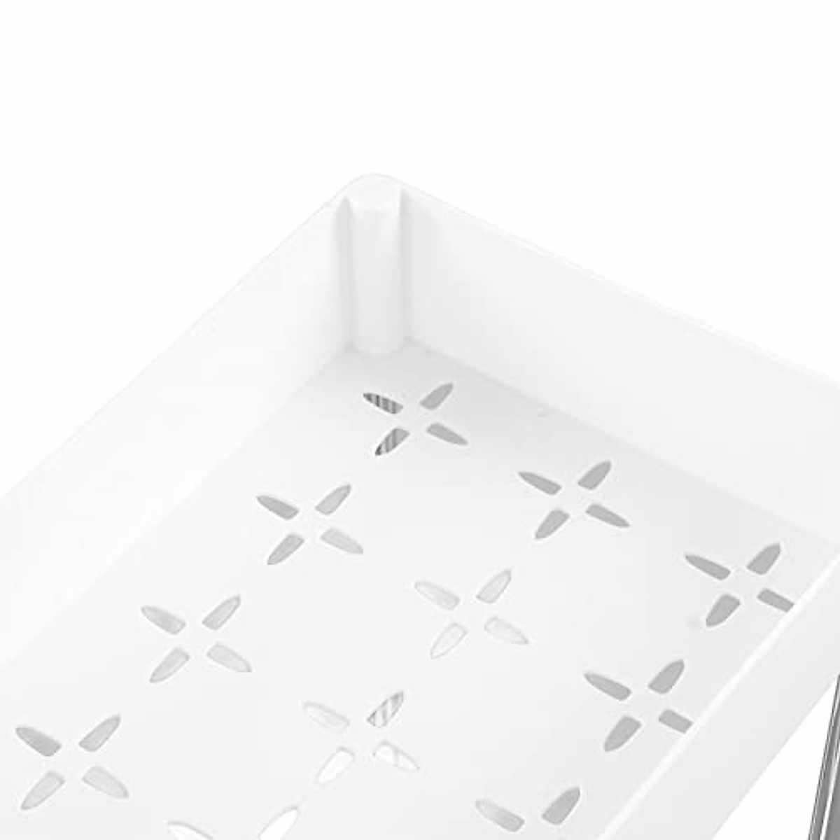 Bonwuno Under Sink Organizer Large Capacity, 2 Tier Slide Out Cabinet Basket Organizer, Cabinet Storage Shelves with Hooks,for Bathroom Kitchen Laundry (White)