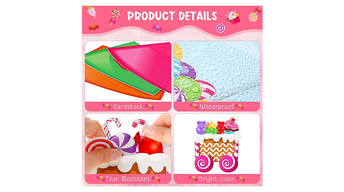 Outus Candyland Ice Cream Bulletin Board Decor Set for Classroom and Party