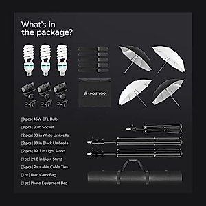 LimoStudio, 700W Output Lighting Series, LMS103, Soft Continuous Lighting Kit for White and Black Umbrella Reflector with Accessory and Carry Bag