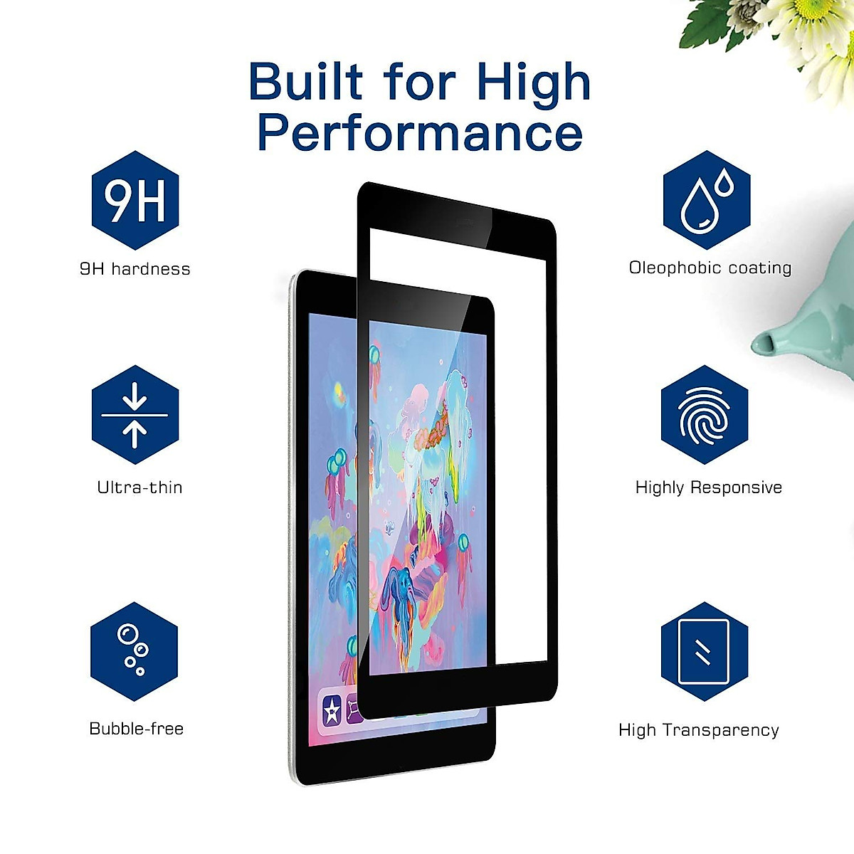 onn. 10.1 Tablet Screen Protector ( Model: 100011886 ) , Tempered Glass Film [ AntiFingerprints ] [ Touch Sensitive ] [ Case Friendly ] 9H Hardness Protective Film Screen Protector for onn. 10.1