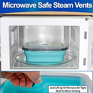 Collapsible Stackable Food Storage Containers 4pc- Silicone, Portable, Leak Proof, Airtight Lunch Boxes with Durable and Space-Saving Design for Meal Prep, Freezer, Pantry, and Bento Use (green, 8)