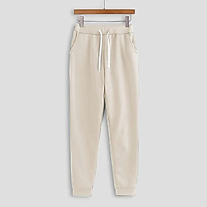 Women's 2023 Fall 2 Piece Outfits Long Sleeve Hooded Sweatshirt and Sweatpants Jogging Suits Sweat Loungewear Sets Men's Tracksuits High Waist Jogger Sweatpants Set A4-Beige, Medium