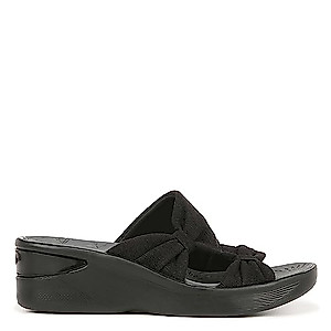 BZees Womens Smile More Slide Sandal, Black, 8.5 US