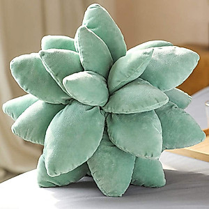 17.7in 3D Succulent Pillow, Green Plush Cactus Succulent Pillow, Green Succulent Throw Pillow for Bedroom or Living Room Home Decoration, Novelty Cactus Pillow