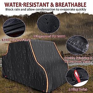 UTV Cover 4 Seater, StarknightMT Waterproof Anti-UV Cover Compatible with Polaris Ranger Crew 1000 900 570 800 General RZR Talon Teryx 4-Door with Reflective Strips Heavy-duty 420D Cover