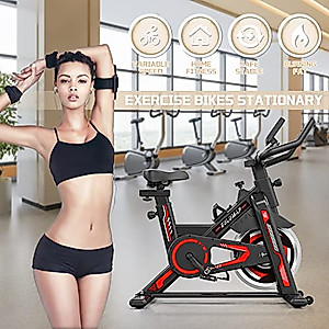 Exercise Bike-Stationary Indoor Cycling Bikes For Home Gym with pad Mount &Comfortable Seat Cushion,Exercise Equipment(Red)