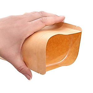 50 Pcs Self Sealing Sealable Packaging Paper Bags Waterproof Transparent Window Brown Stand Up Zipper Pouches Can Reusable for Food Tea Coffee bags Beans Nuts Seeds Dried Fruits Pouch (5.5"x.7.8")…