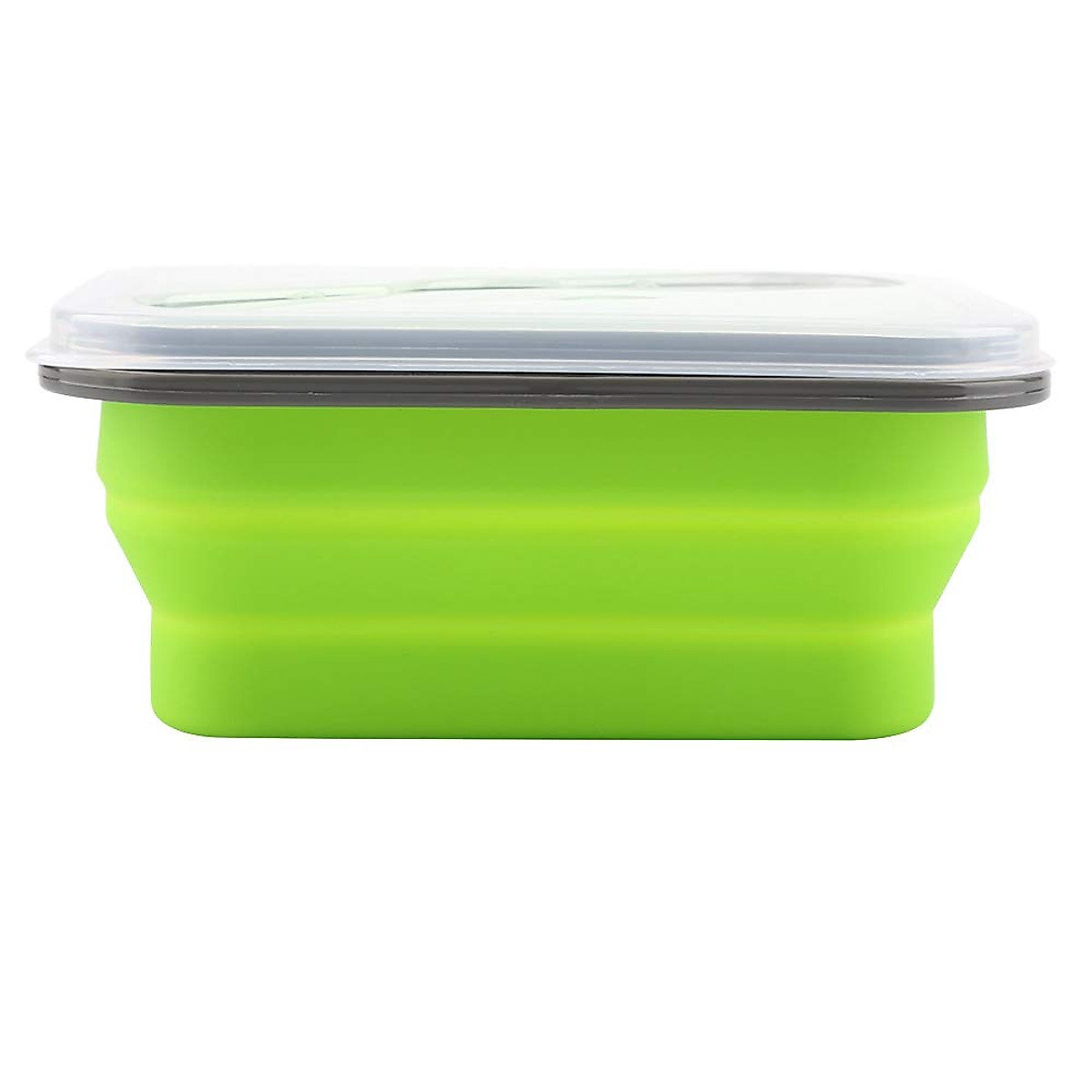 Aramox Lunch Box, 600ml Silicone Collapsible Portable Lunch Box Bowl Folding Food Storage Container Microwave Box (Green)
