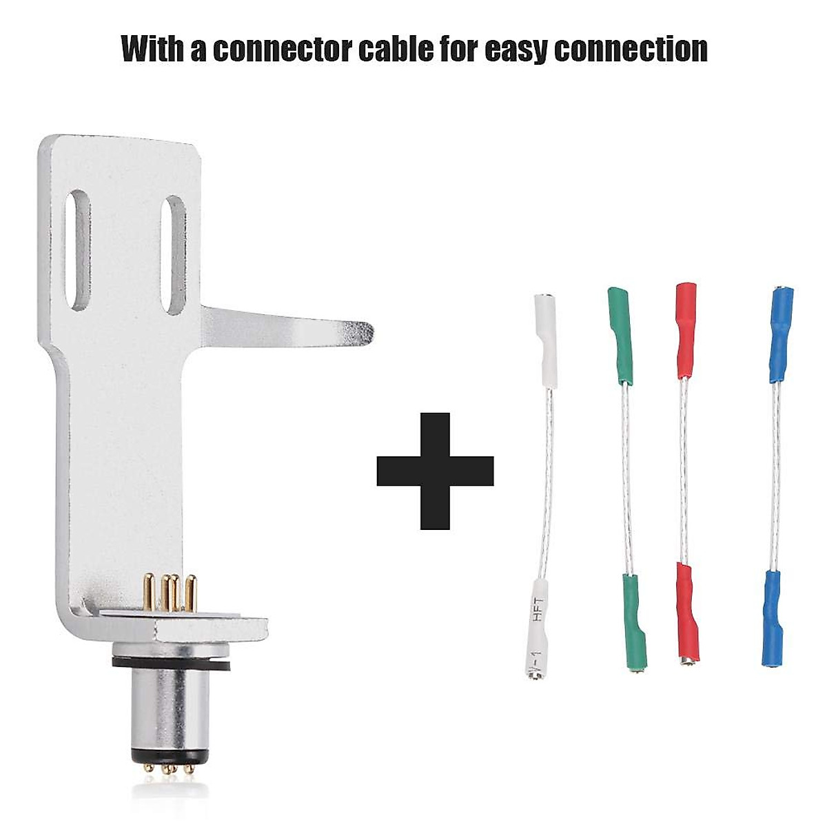 Mugast Phono Headshell Kit,6.4CM Aluminum Alloy Turntable Cartridge Phonograph Player Record Player Headshell,Include 4 Pcs Cables and 2 Pcs Screws (Silver)