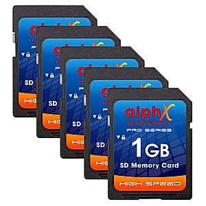 AlphX 1gb SD Secure Digital Memory Cards, Pack of 5 - Compatible with All Digital Cameras