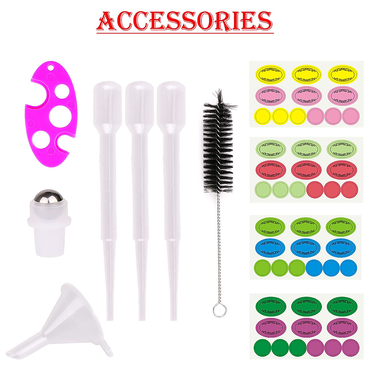 inice 24 Pack,10ml Roller Bottles for Essential Oils Cobalt Blue Glass Stainless Steel Roll On Ball Bottles for Travel