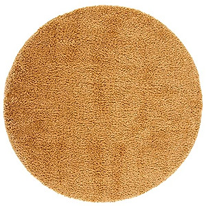 SAFAVIEH Hudson Shag Collection Area Rug - 5' Round, Gold, Modern Solid Design, Non-Shedding & Easy Care, 2-inch Thick Ideal for High Traffic Areas in Living Room, Bedroom (SGH220D)