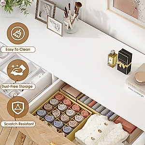 EazeHome 6 Drawers Dresser, Wooden Double Dresser with Large Organizer, Dresser TV Stand for Bedroom, 47.2” Wide Chest of Drawers for Closet, Dressing Room, Hallway(White&Oak)