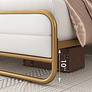 HITHOS Full Size Platform Bed Frame with Headboard and Footboard, PU Leather Upholstered Bed Frame with 10" Under-Bed Storage and Wooden Slats, Easy Assembly, No Box Spring Needed (White, Full)