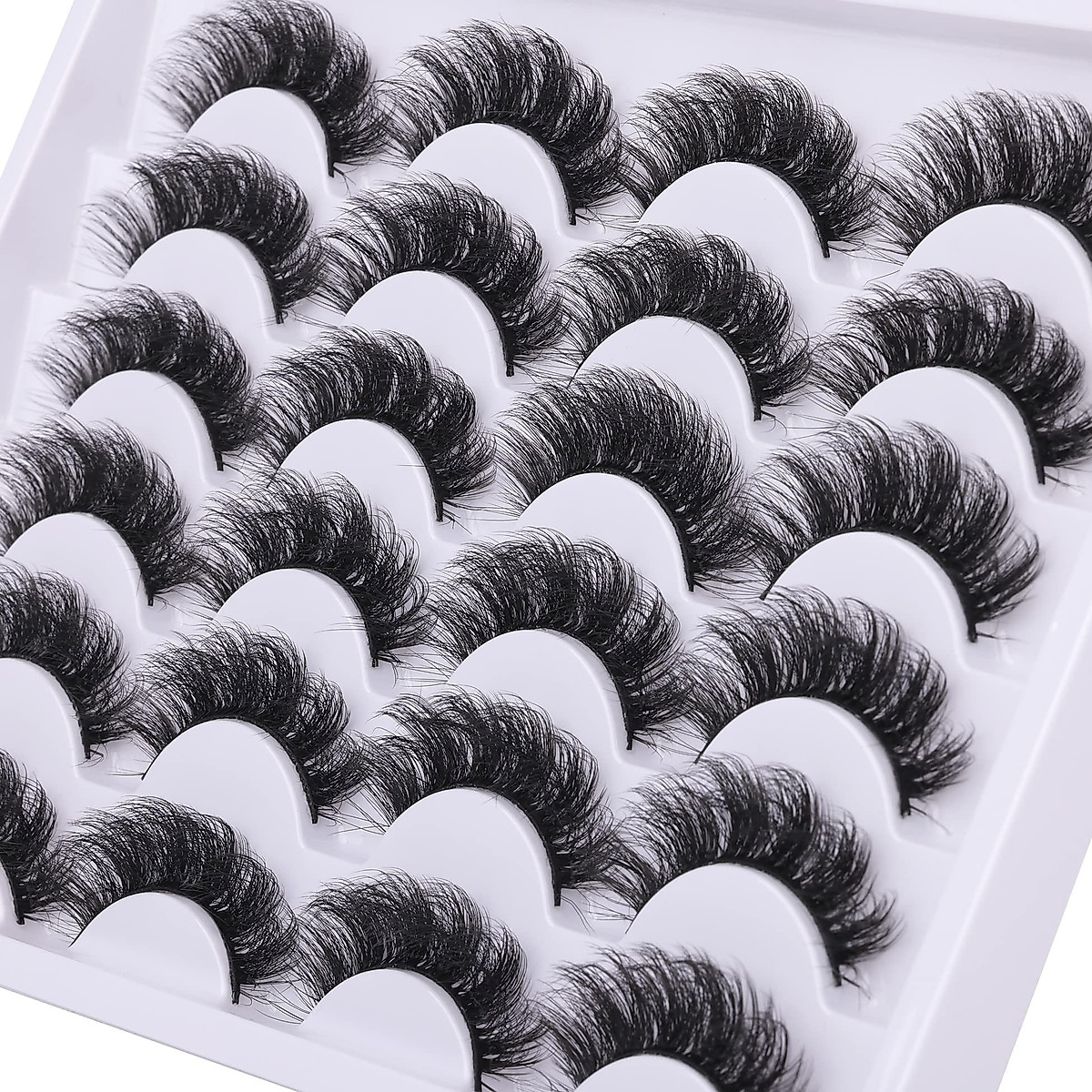 Eyelashes Natural Fluffy Mink Lashes Full of Volume Faux Mink Lashes 3D Effect Thick Volume 16MM Fake Eyelashes Wispy Lashes 12 Pairs