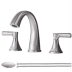 VAPSINT Widespread 2 Handle 3 Hole Brushed Nickel Bathroom Faucet,Modern Lavatory Vanity Bathroom Sink Faucet with Pop Up Drain