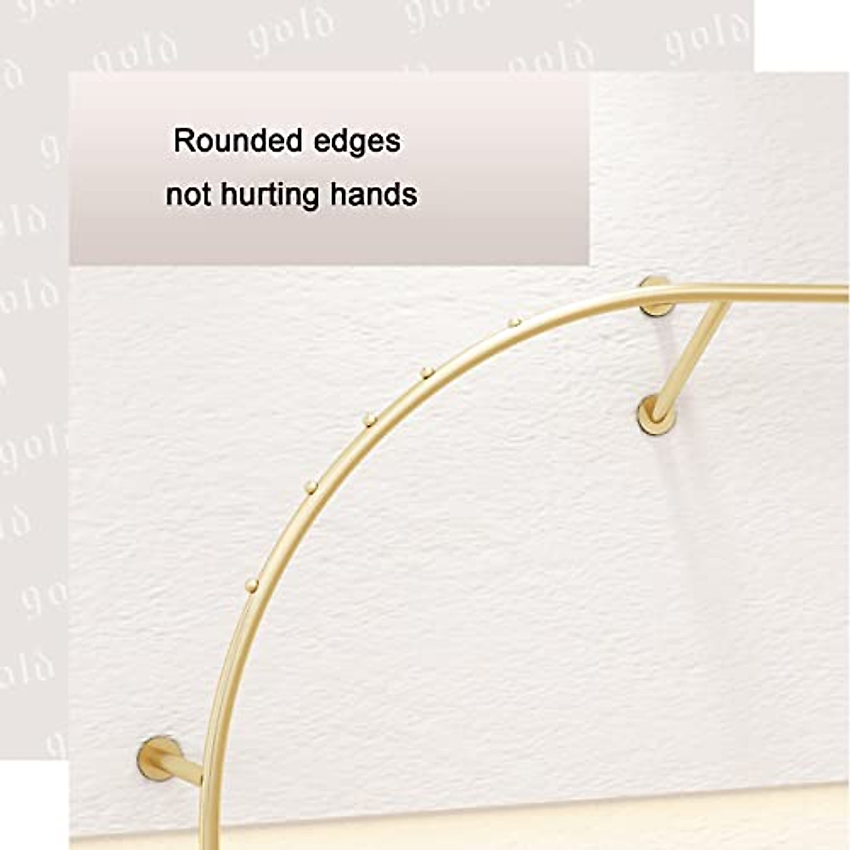 Household Products Wall Mount Clothing Rack Garment Rack,Modern Wall Decoration Curved Storage Rod,Metal Garment Rack for Clothes Retail Display Stand, Gold, 250cm