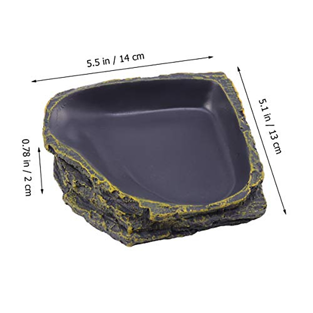 POPETPOP Reptile Food Dish Terrarium Water Bowl Food Feeding Plate Container Drinking Water Tray Resin for Snake Tortoise Frog
