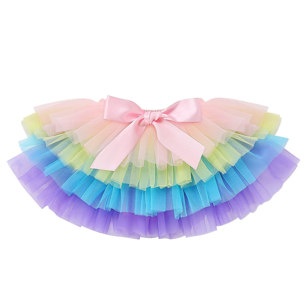 Baby Girls Rainbow Tutu Skirt with Headband Sets Toddler Girl Tulle Bloomers Diaper Covers Bowknot Bottom Skirts Skorts Tutu for Baby Girl 1st Birthday Cake Smash Outfit Rainbow 6-12 Months