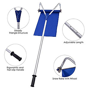 S AFSTAR Snow Roof Rake, 5.9-21 Ft Telescoping Rooftop Snow Removal Tool with Extendable Handle & Built-in Wheels, Scratch-Free Wide Blade Aluminum Snow Remover for Roof Car Snow Leaves Dribs Removal