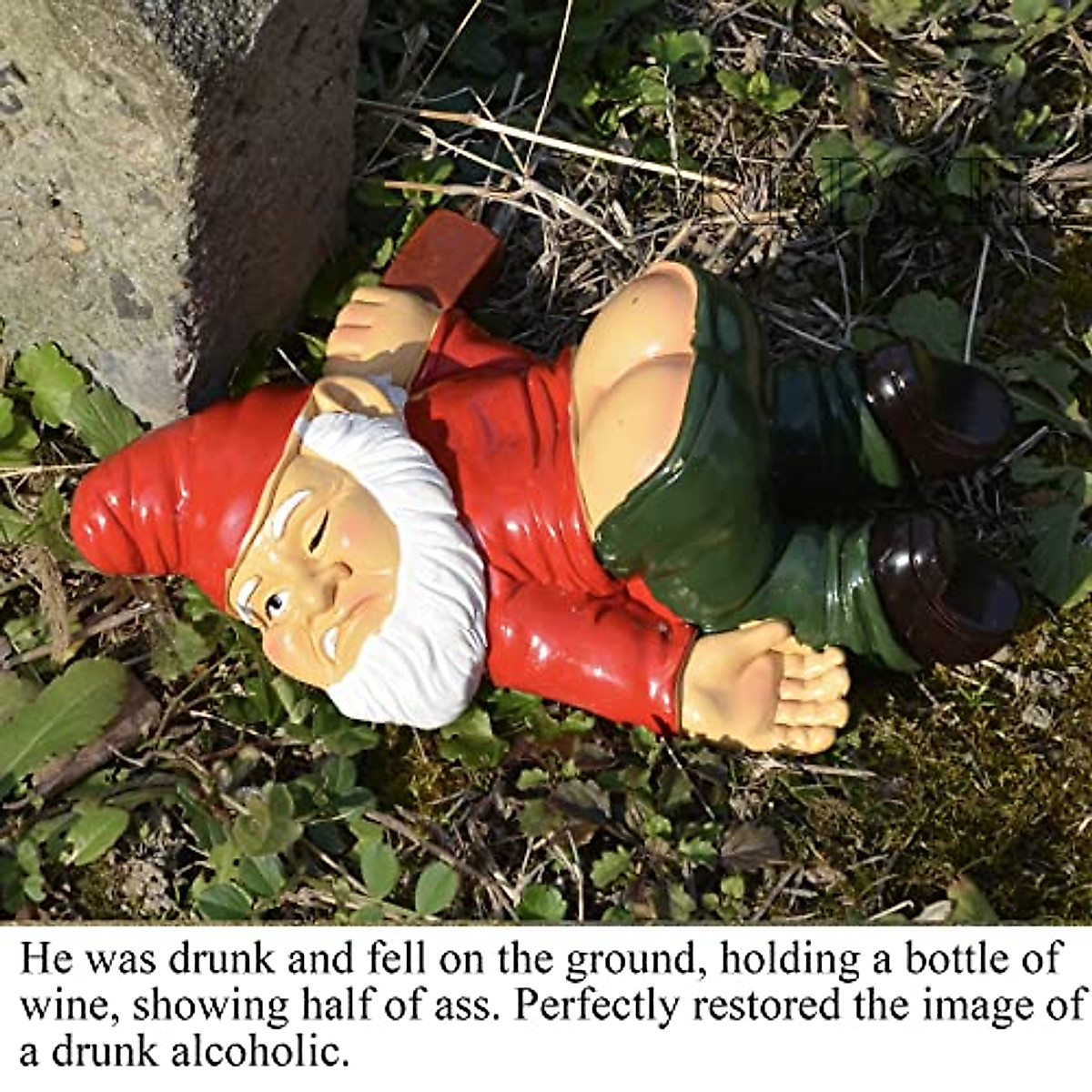 GREBSTK Drunk Gnome Statue Garden Gnome Outdoor Statues Garden Sculpture Decoration Garden Figurine Art