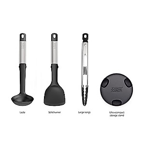 Joseph Joseph Elevate Fusion 3-Piece Silcone Kitchen Utensil Compact Stand, BPA Free, Heat Resistant, Non Stick Utensil Set, Weighted Stainless Steel Handles