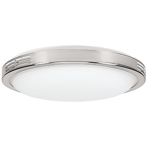 Homewerks 7105-07 Bathroom Fan with LED Light Ceiling Mount Exhaust Ventilation Silent 2.5 Sones 100 CFM, Decorative Brushed Nickel Trim