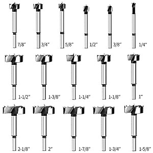 BAIDETS Forstner Bit Set 16Pcs - Forstner Bit Wood Drilling, Forstner Drill Bit with Center Positioning