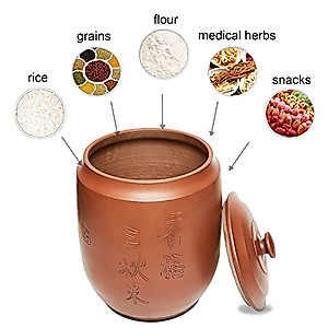 TUU Retro Rice Dispenser Ceramic Large Capacity Sealed Cereal Storage Container with Lid Grain Dispenser Suitable for Kitchen Soybean, Corn, Flour, Sugar, Rice, Nuts, Snacks, Pet Food