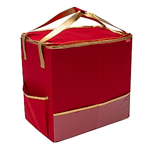 Simplify Gift Bag Organizer | Dimensions: 10.5"x 16"x 16" | Stores Gift Bags | Ribbon | Tissue Paper | Gift Cards | Large Reinforced Handles | Red | Holiday Storage | Collapsible