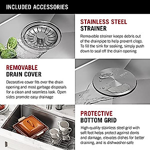 DELTA 95B932-32S-SS Lorelai Workstation Kitchen Sink Undermount Stainless Steel Single Bowl with WorkFlow Ledge and Chef’s Kit of 6 Accessories