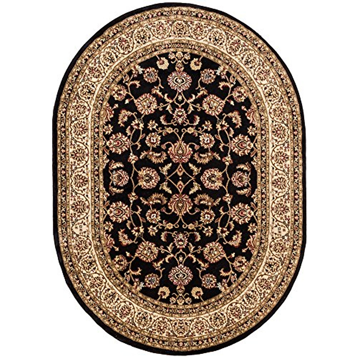 Well Woven Barclay Sarouk Traditional Rug, 3'11" x 5'9" Oval, Black